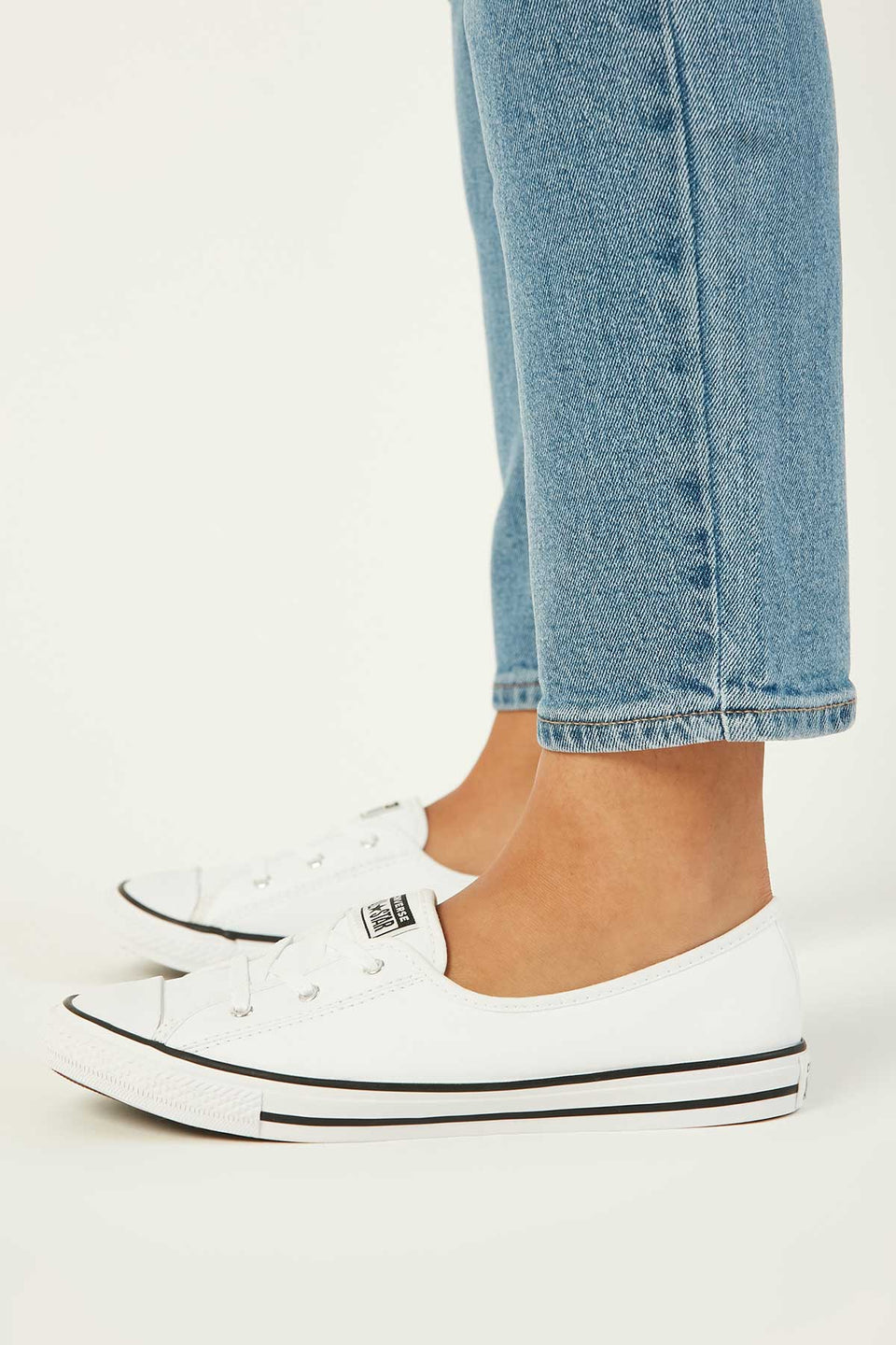 Converse Womens CTAS Ballet Lace Faux Leather White White/Black ...